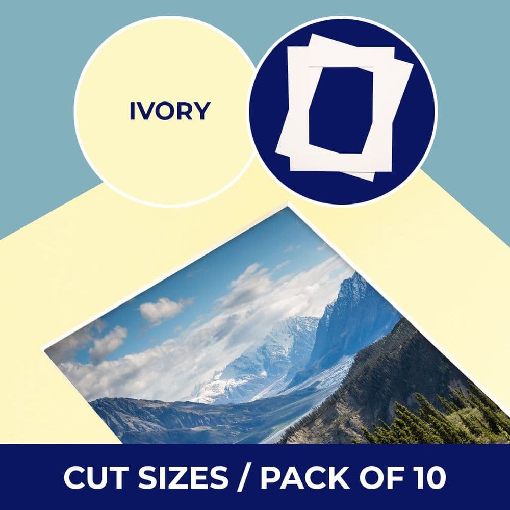 Ivory picture mounts - ready cut sizes - packs of ten