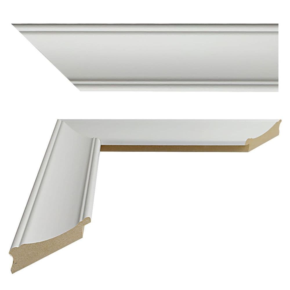 Shaped White MDF Moulding 57mm x 23mm - 4 x ONE METRE Lengths