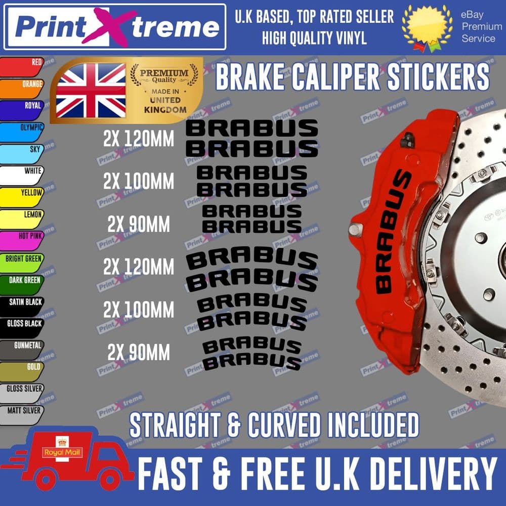 12X PREMIUM BRABUS BRAKE CALIPER STICKERS DECALS HIGH TEMP B