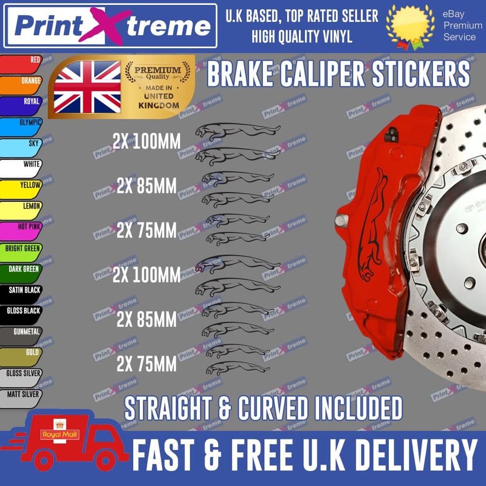 12X PREMIUM JAGUAR CAT BRAKE CALIPER STICKERS DECALS HIGH TEMP