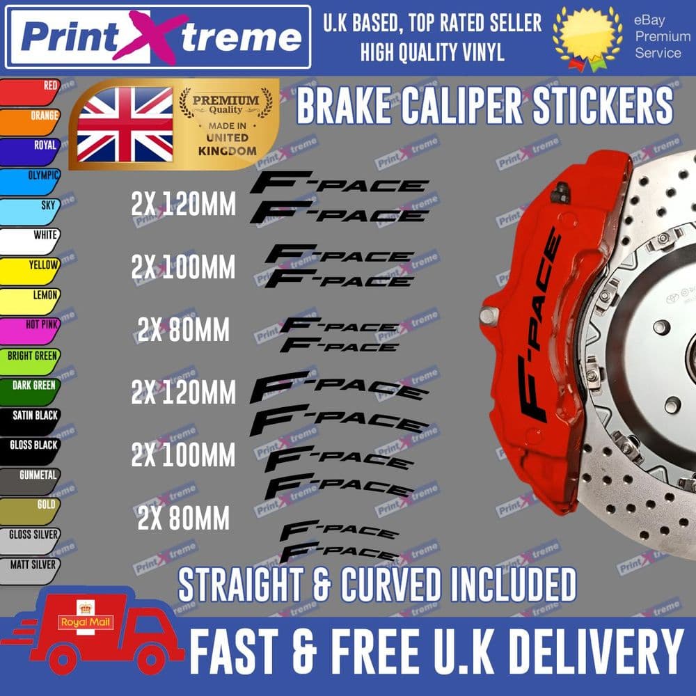 12X PREMIUM JAGUAR F-PACE BRAKE CALIPER STICKERS DECALS HIGH TEMP FPACE ...