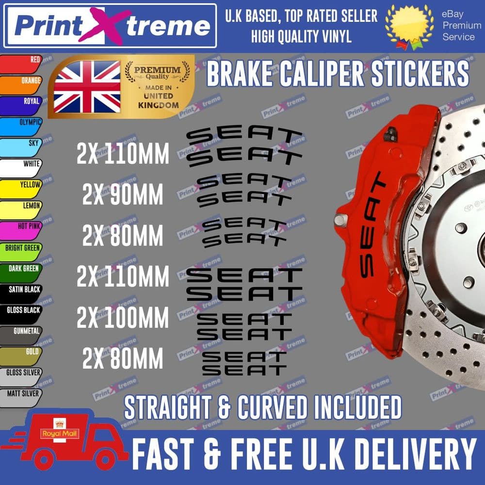 12X PREMIUM SEAT BRAKE CALIPER STICKERS DECALS HIGH TEMP