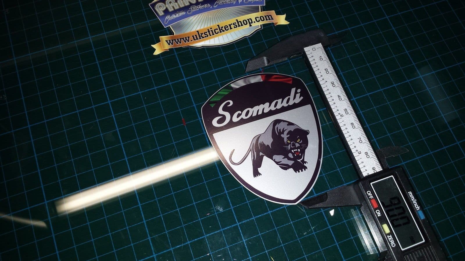 1x Scomadi Logo Printed Decal Sticker Vespa innocenti mod nos vinyl SILVER