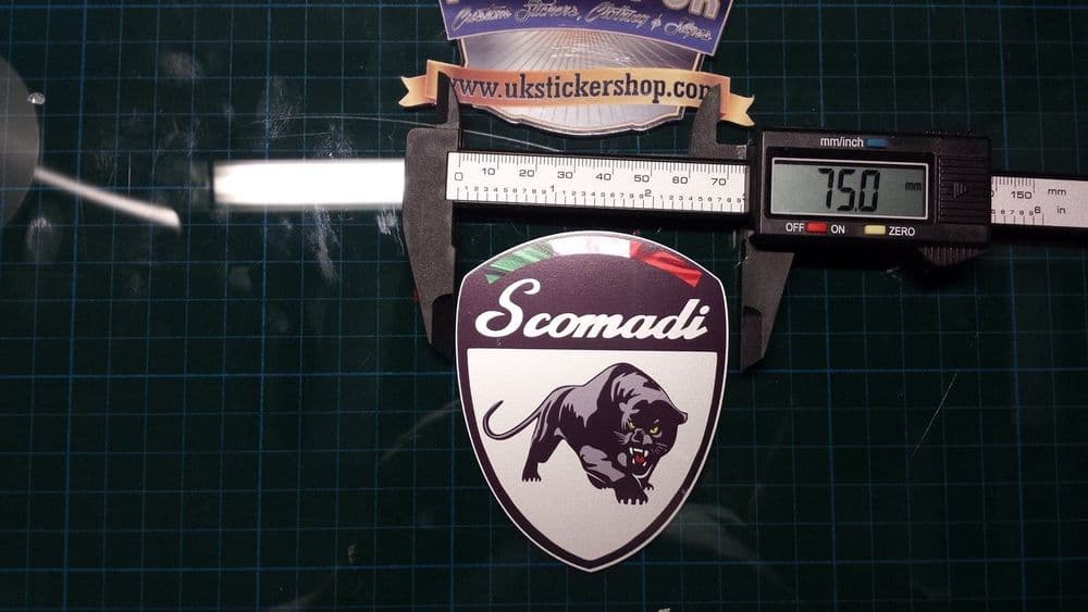 1x Scomadi Logo Printed Decal Sticker Vespa innocenti mod nos vinyl SILVER