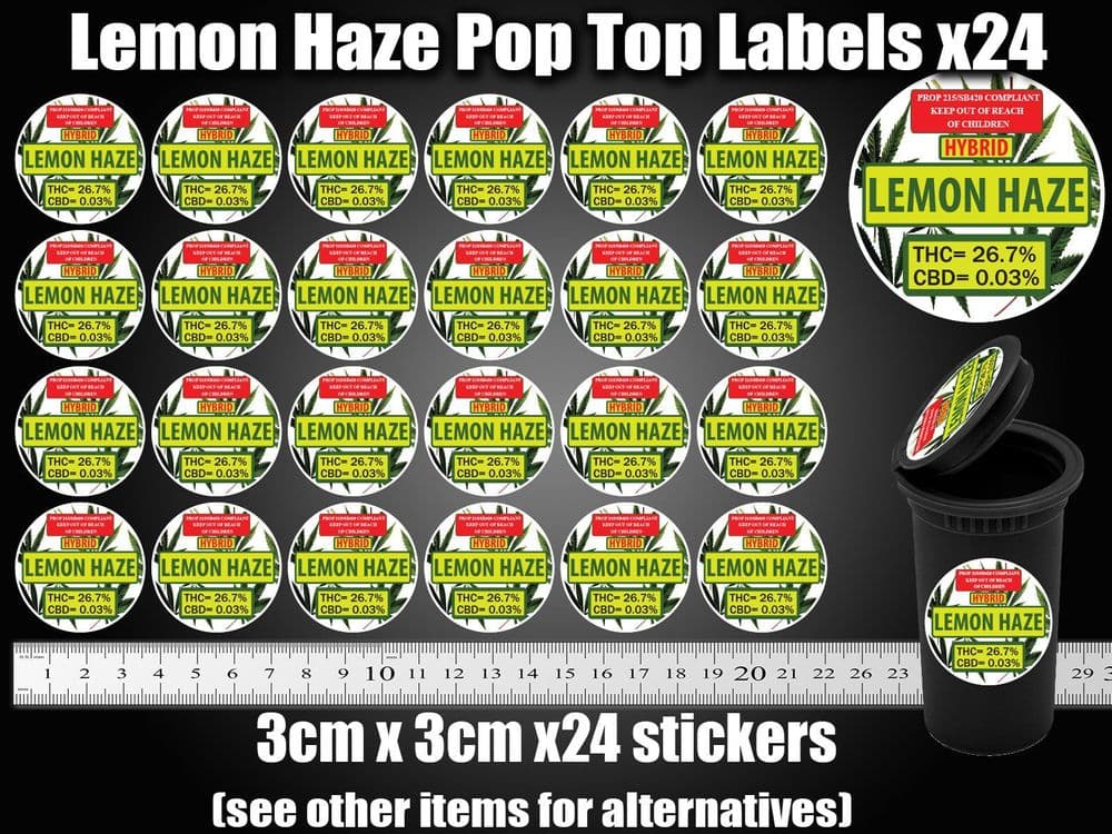 24x Lemon Haze pop top Labels Stickers RX medical Marijuana weed ...