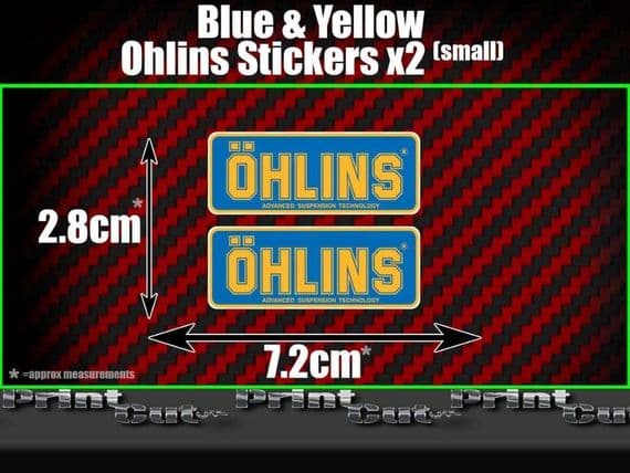 2x Small Ohlins Full Colour Decals Stickers Suspension Bike Shock quad car