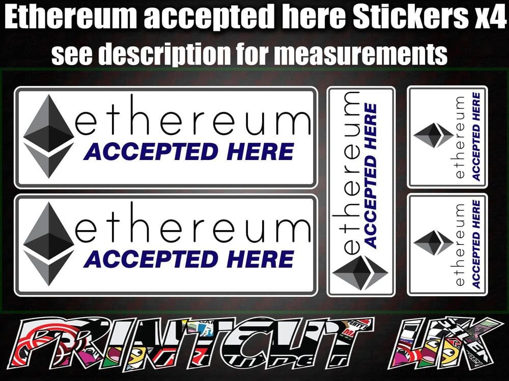 5x Ethereum Stickers decals POS till shop p o s shopfront store pub bar ...