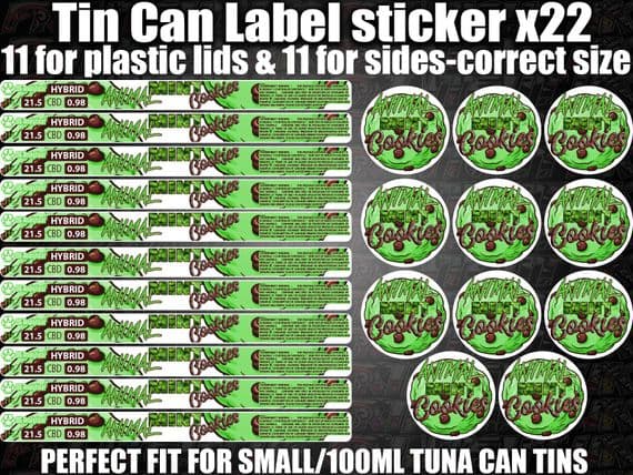 ANIMAL MINT COOKIES Cali pressitin TUNA Tin Labels Stickers can HIGH ...