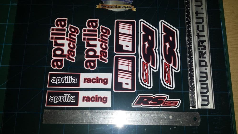 Aprilia RS125 DECALS STICKERS 3 COLOUR BLACK RED WHITE RS 125 Racing IP ...