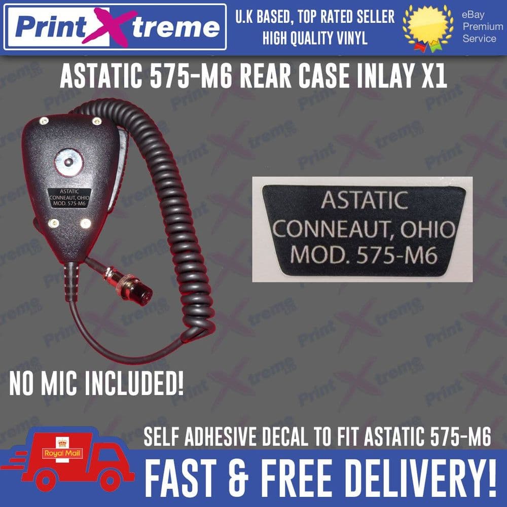 ASTATIC 575-M6 TEARDROP back casing cb radio mic microphone Decal ...
