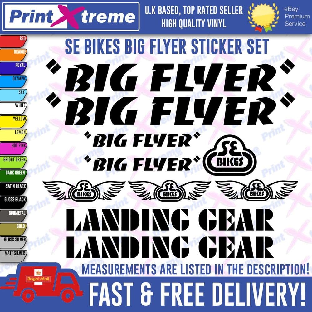 BIG FLYER BMX Vinyl Decals Stickers Bike Cycling SE BIKES LANDING GEAR