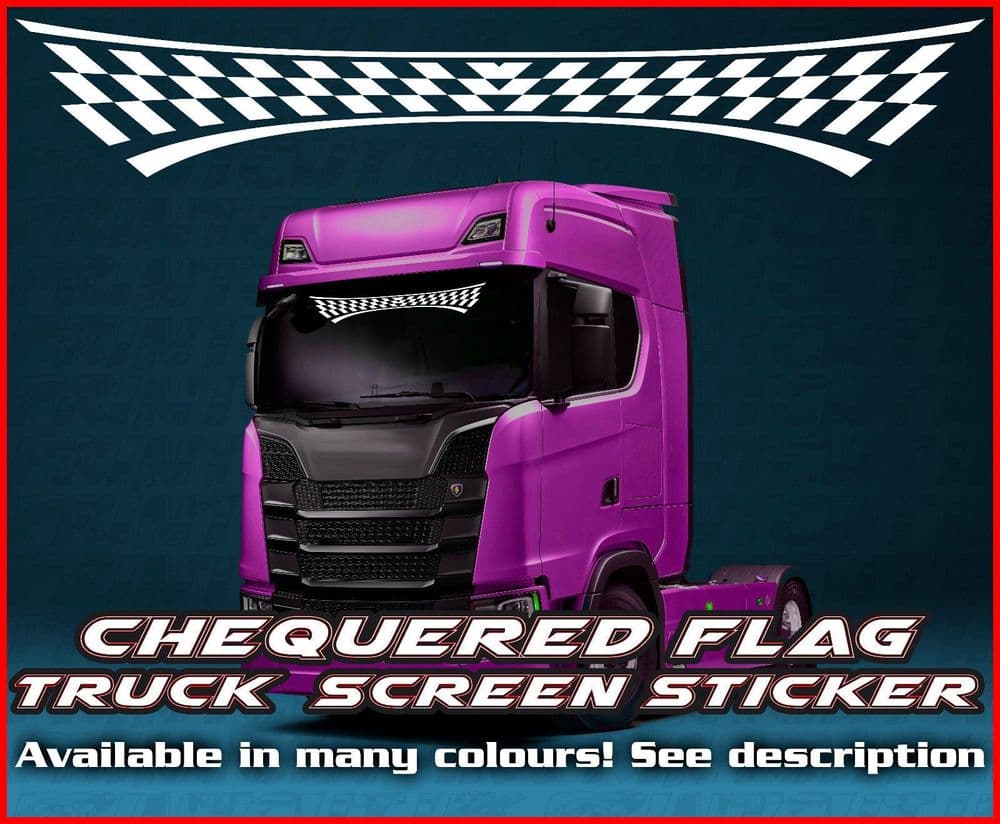 Chequered Flag Lorry Truck Screen Sticker leyland daf man scania