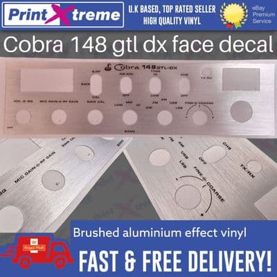 COBRA 146 GTL cb radio faceplate bezel Decal Sticker BRUSHED ALUMINIUM ...