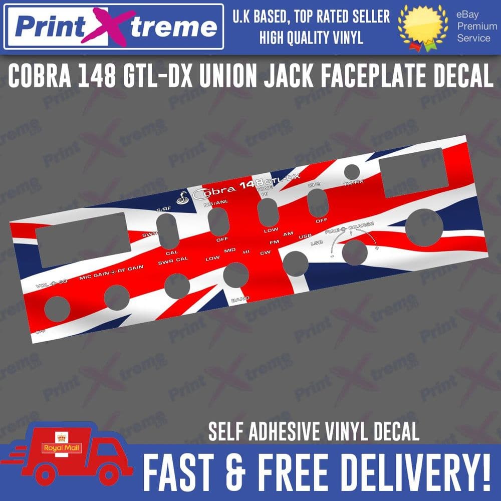 COBRA 148 GTLDX UNION JACK cb radio faceplate Decal Sticker bezel ...