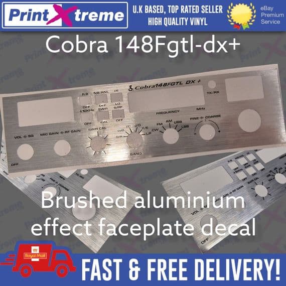 COBRA 148FGTL-DX cb radio faceplate bezel Decal Sticker BRUSHED ...