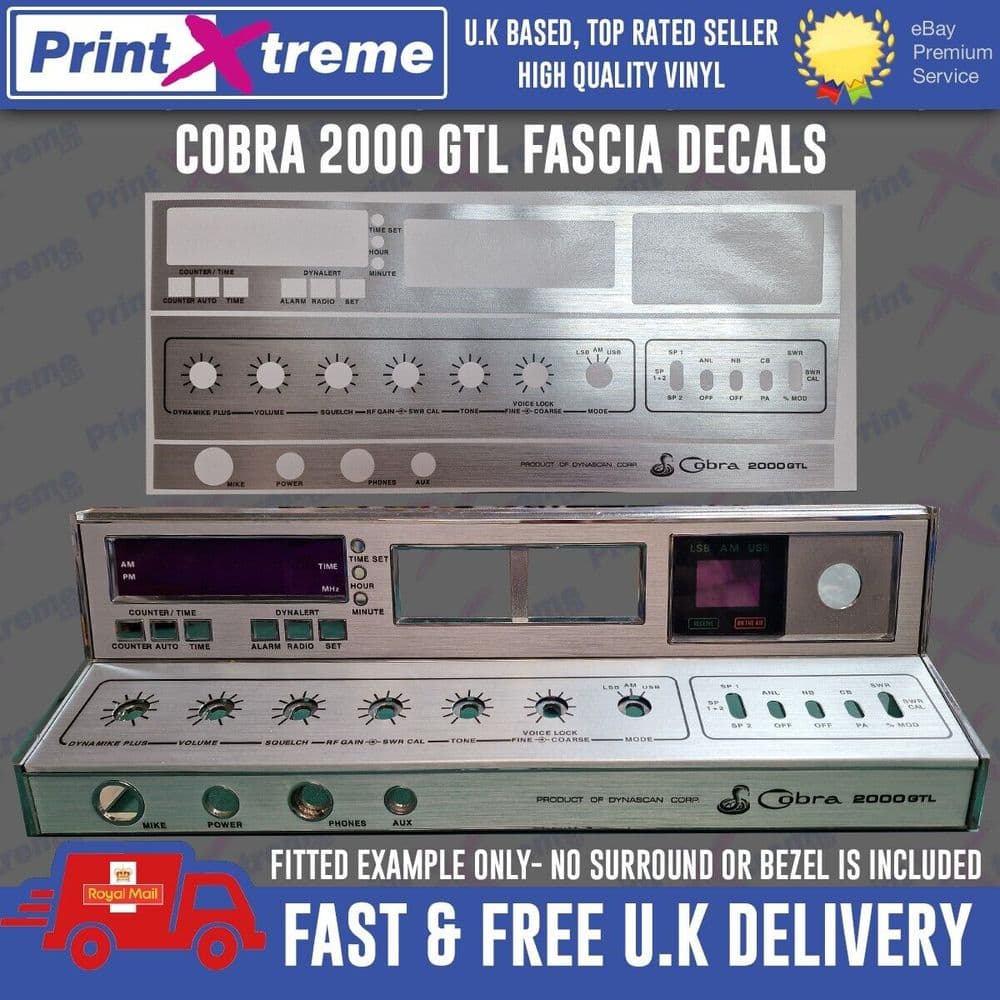 COBRA 2000 GTL HOMEBASE cb radio faceplate Decal Sticker fascia self ...