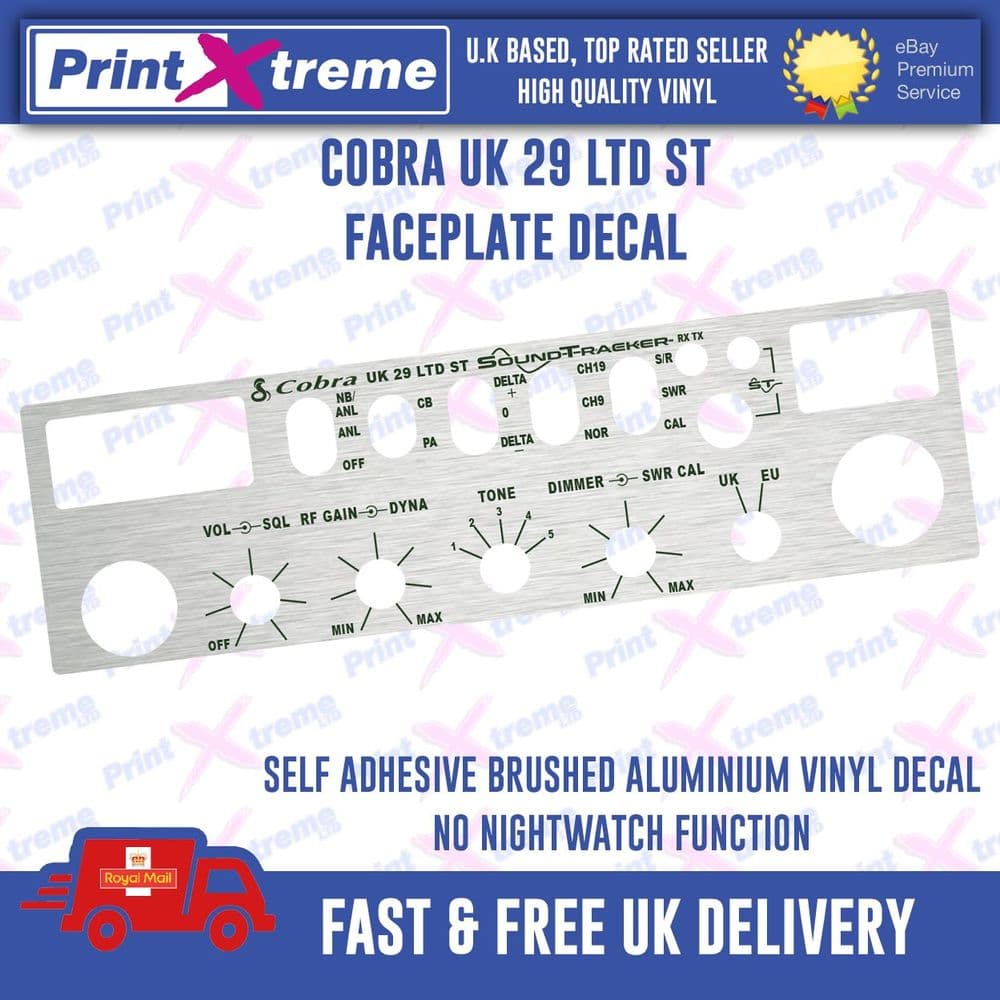 COBRA UK 29 LTD ST sound tracker cb radio faceplate bezel Decal Sticker ...