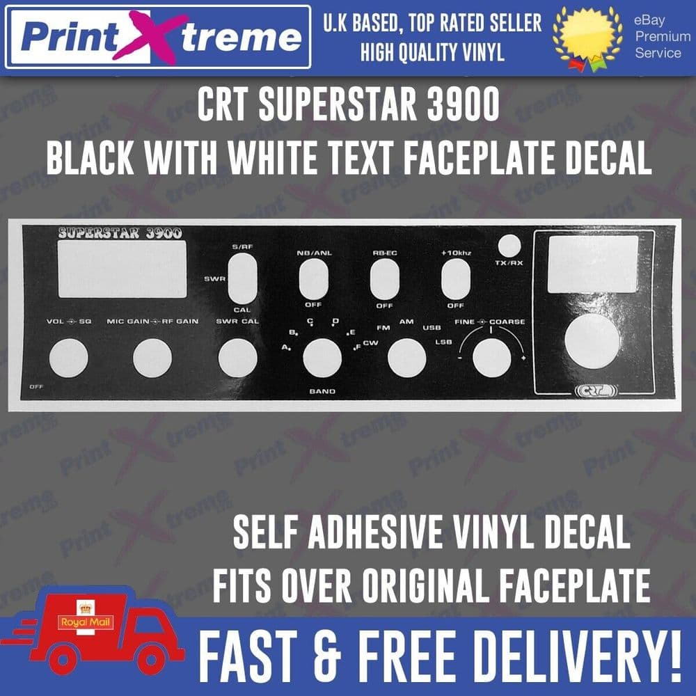CRT SUPERSTAR 3900 BLACK cb radio faceplate Decal Sticker bezel ...