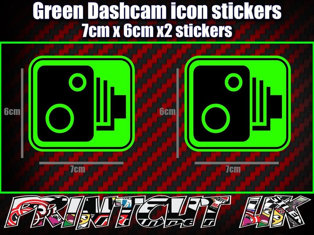 DASHCAM DASH CAM CAR CAMERA ICON STICKERS X2 decal dvr car van bike ...