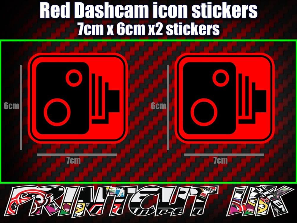DASHCAM DASH CAM CAR CAMERA ICON STICKERS X2 decal dvr car van bike ...