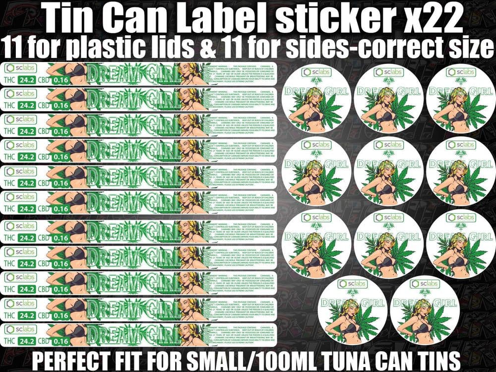 DREAM GIRL Cali Tin Labels Stickers Marijuana weed RX Medical Cannabis ...