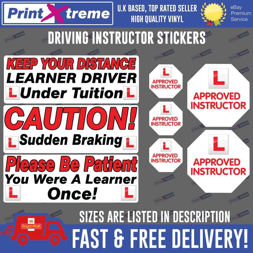 Driving instructor Learner Driver car Vinyl stickers decals Sign DVSA ...