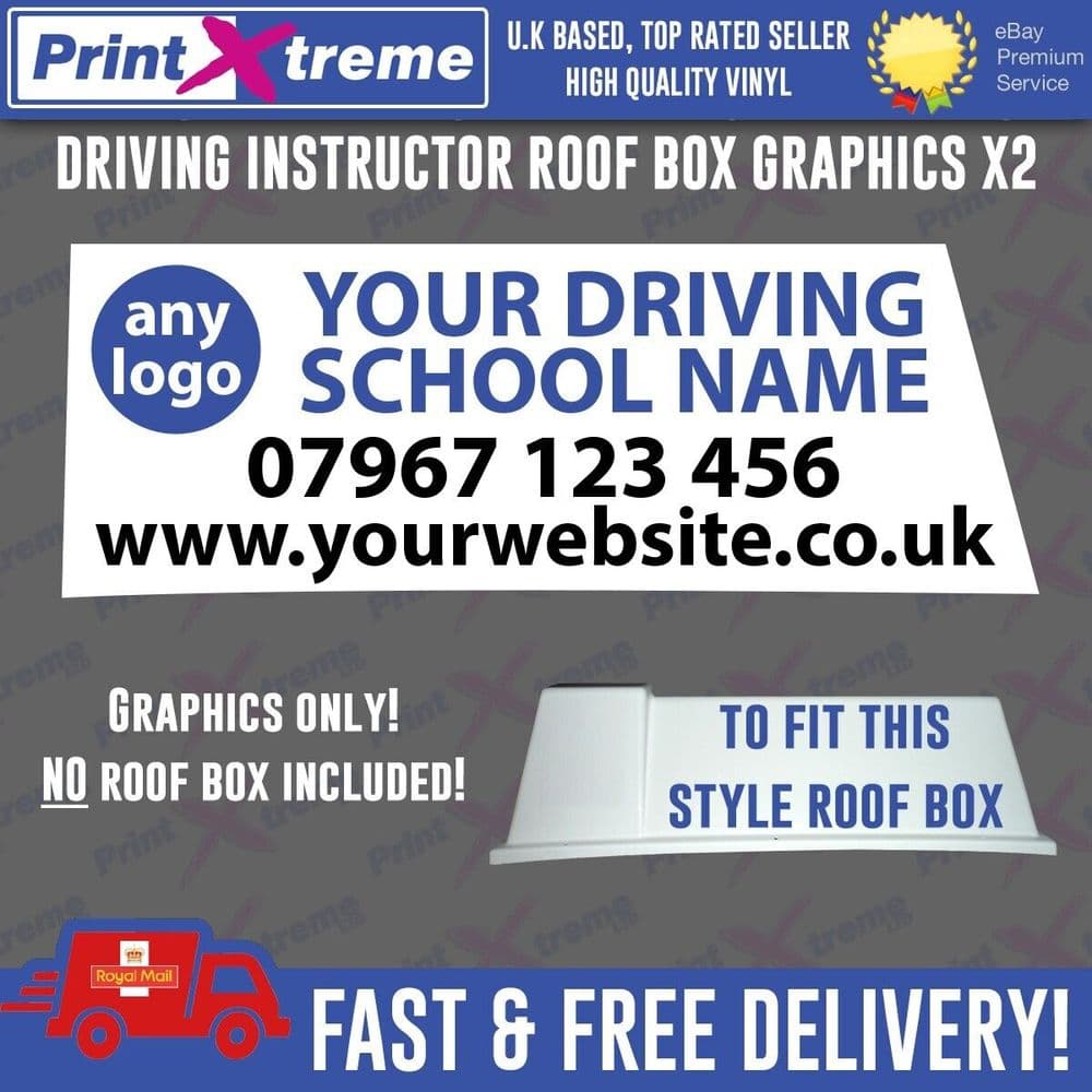 Driving Instructor Roof Box Graphics stickers decals Printed sign ...