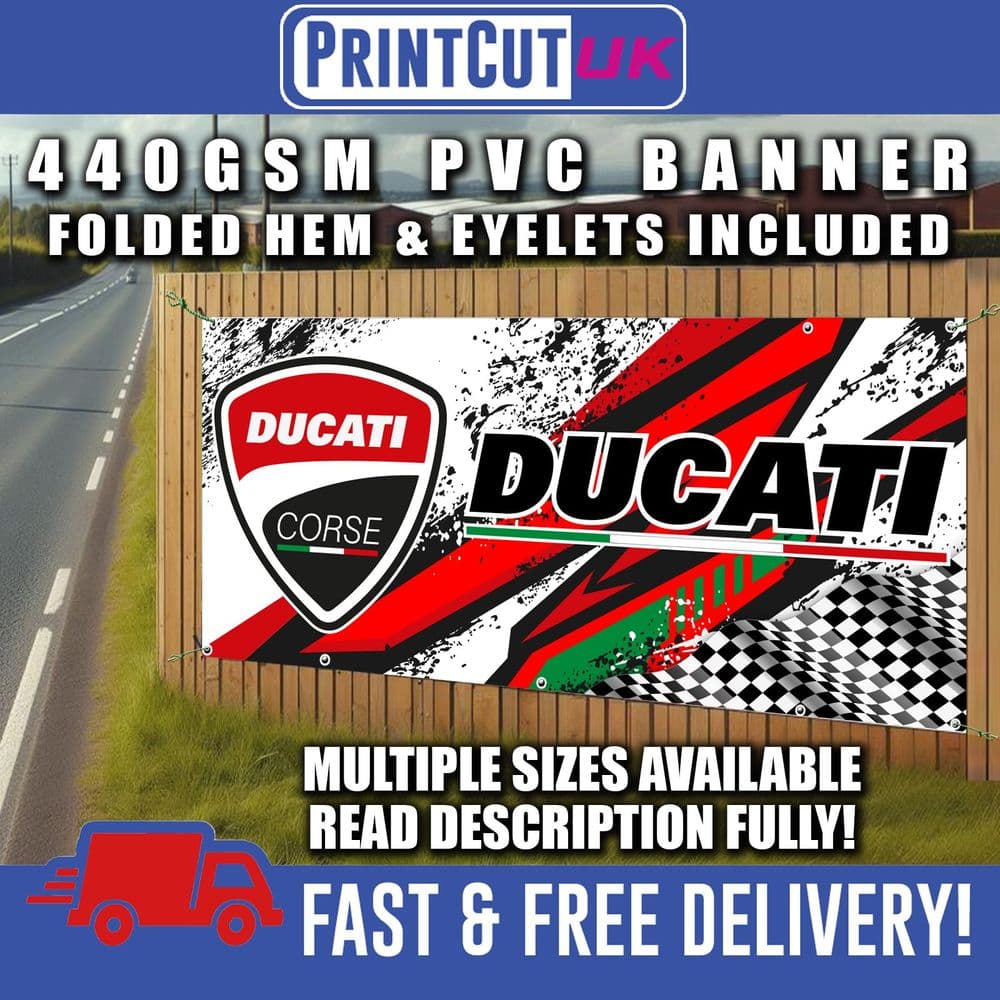 DUCATI PVC BANNER SIGN SIGNS Indoor Outdoor workshop shed mechanic ...