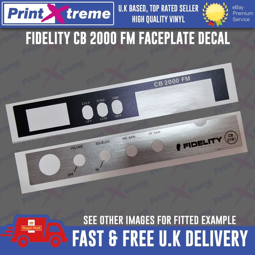 FIDELITY CB 2000 cb radio faceplate bezel Decal Sticker BRUSHED ...
