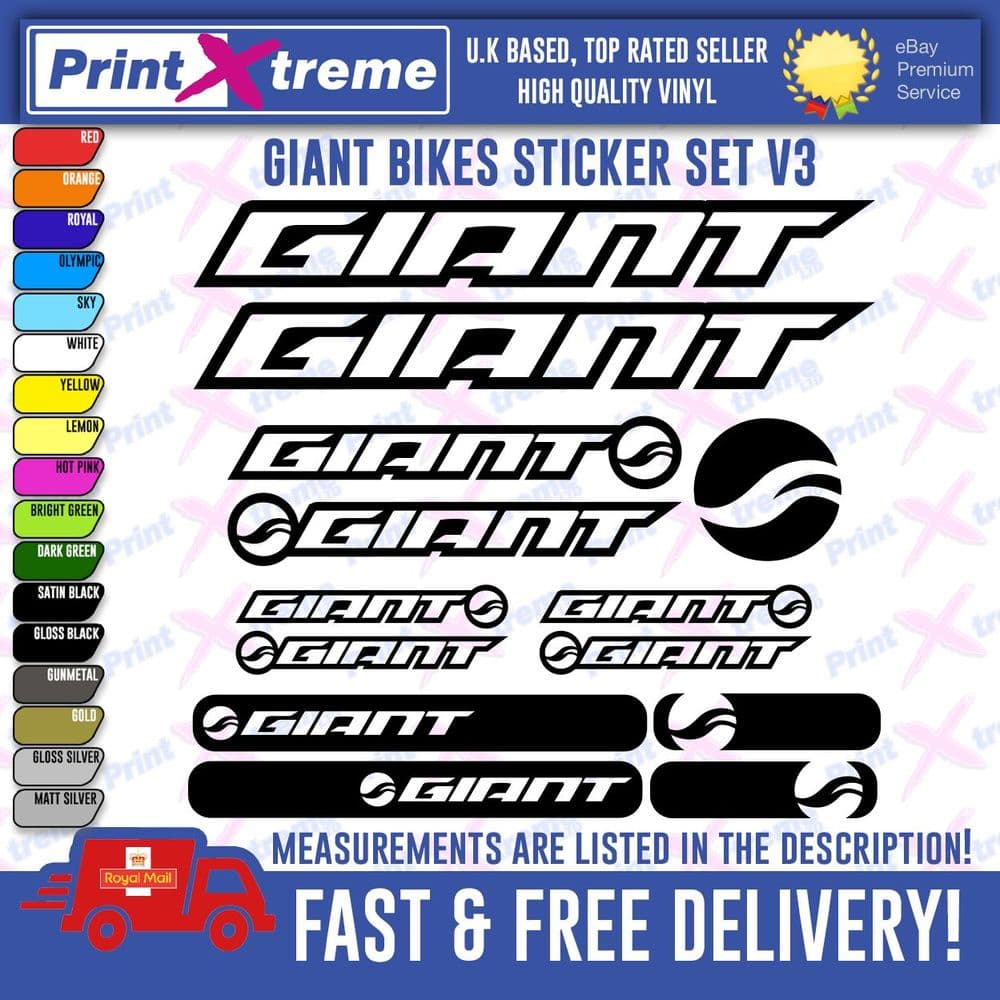 GIANT BIKES generic Vinyl Decals Stickers Mountain Bike Cycling Bmx V3