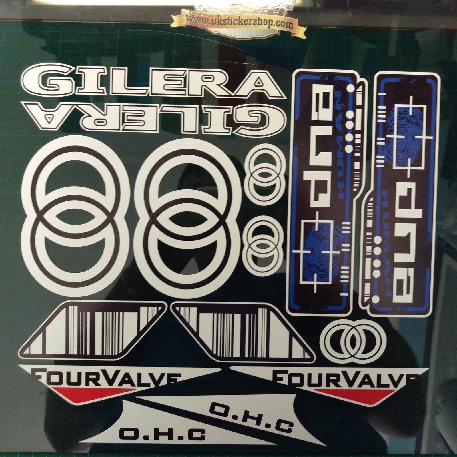 Gilera DNA Decals/Stickers Blue/Black/White Barcode rep