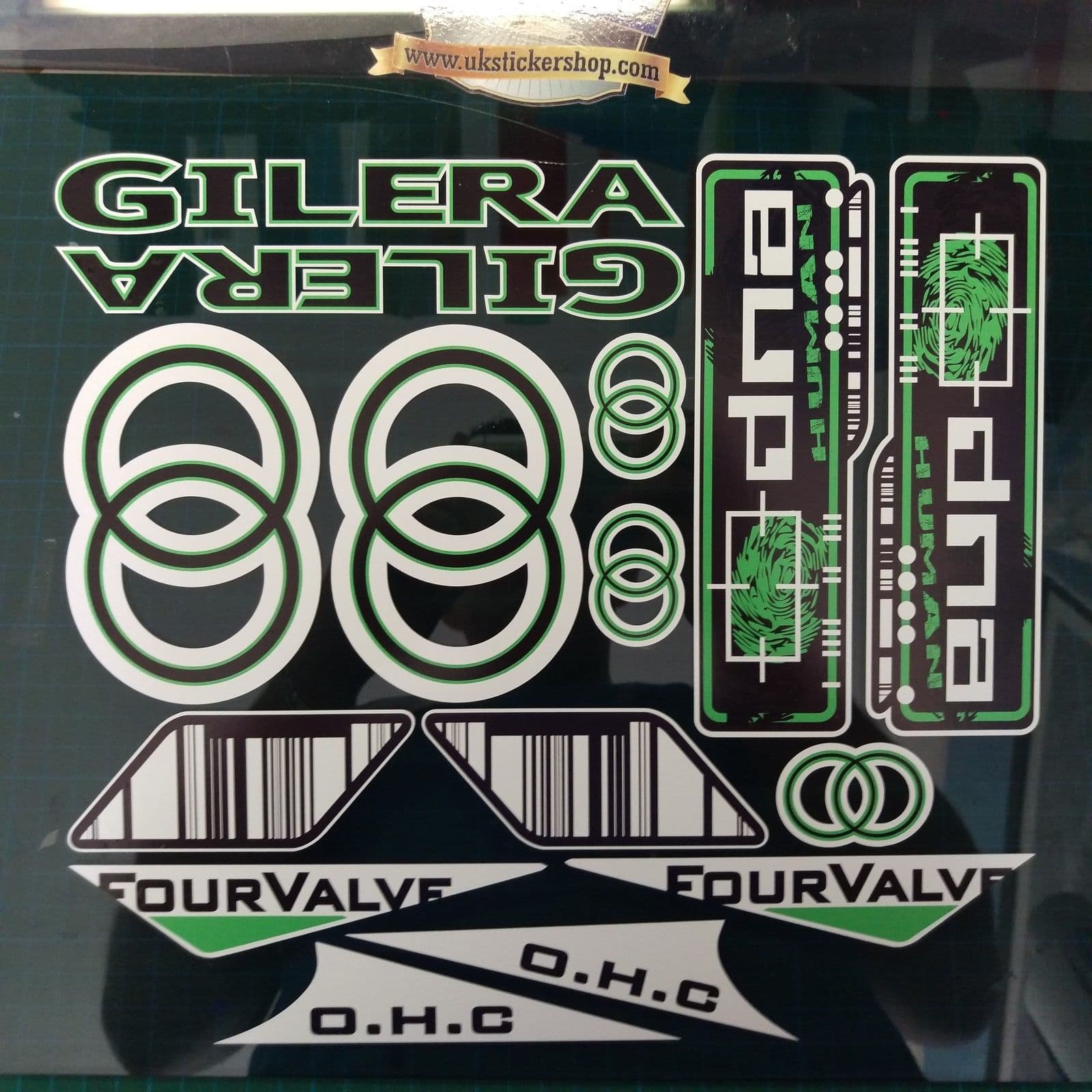 Gilera DNA Decals/Stickers Green/Black/White Barcode rep