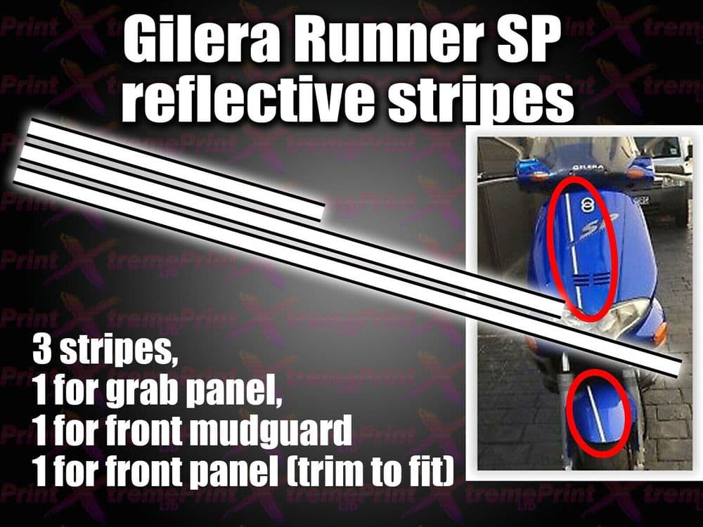 Gilera Runner SP Reflective Stripes Sticker Decal 50 125 172 180 183 ...