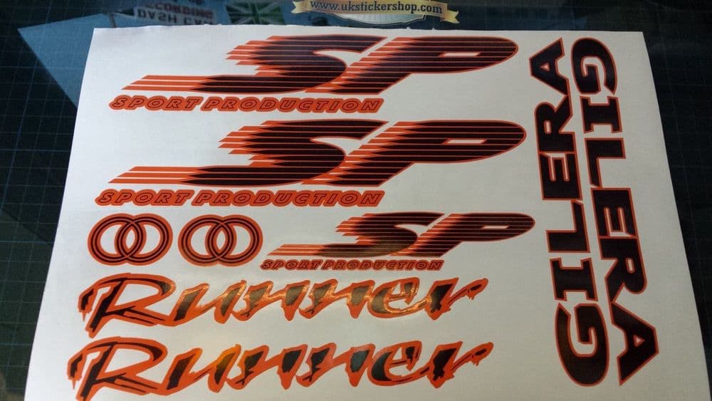 Gilera Runner SP Sticker/Decal Set SP FX FXR 125 172 180 183 ORANGE & BLACK
