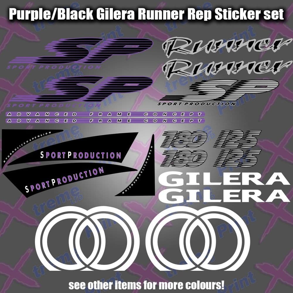Gilera Runner SP Stickers Decals Purple & Black model AUTOCOLLANT ETICHETTA