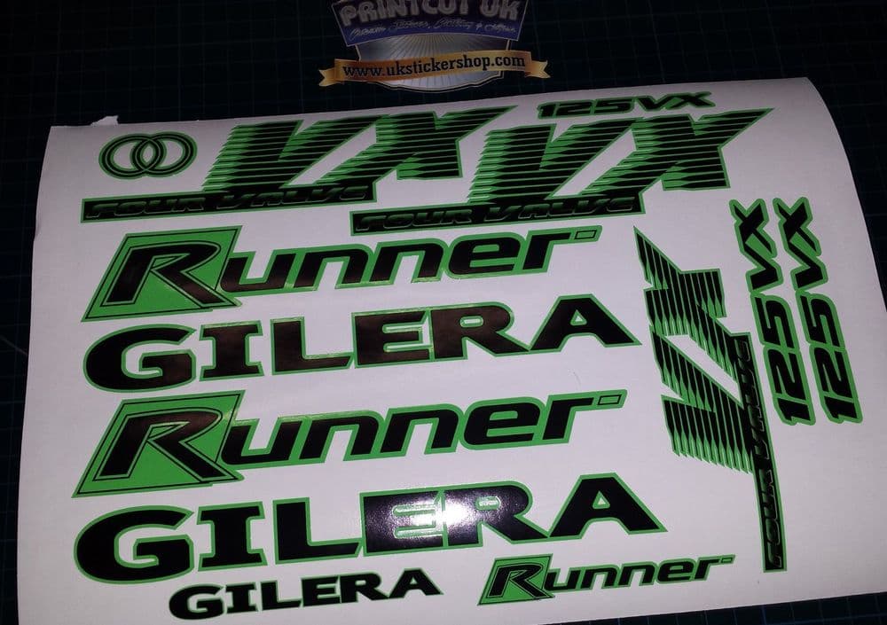 Gilera Runner VX 125 Sticker/Decal Set GREEN & BLACK 4 STROKE ST VXR