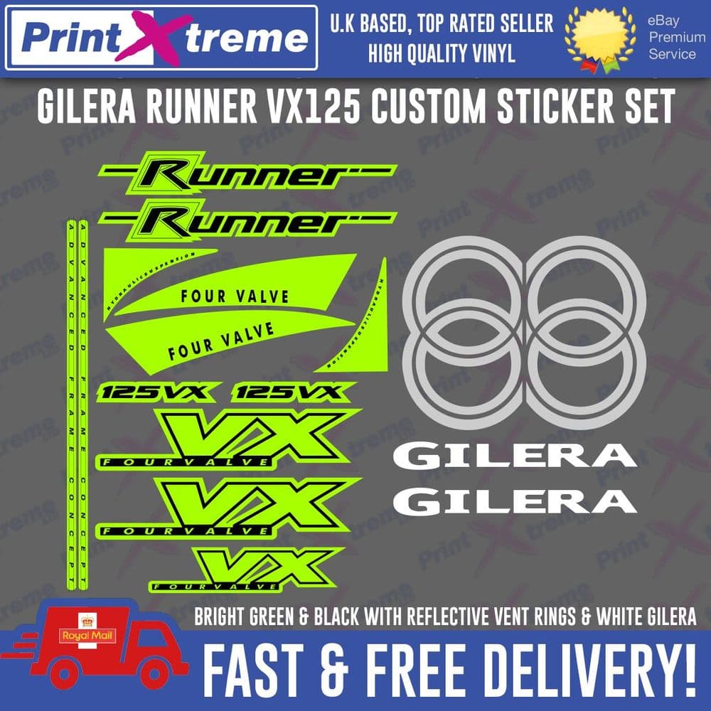 Gilera Runner VX125 Sticker Decal Set vx 125 BRIGHT GREEN