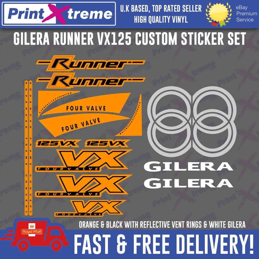 Gilera Runner VX125 Sticker Decal Set vx 125 ORANGE