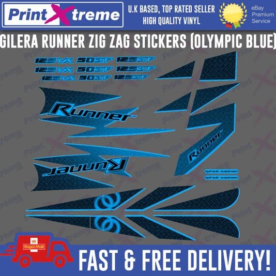 Gilera Runner Zig Zag Stickers BLUE carbon lightning 621745 SP FX FXR ...