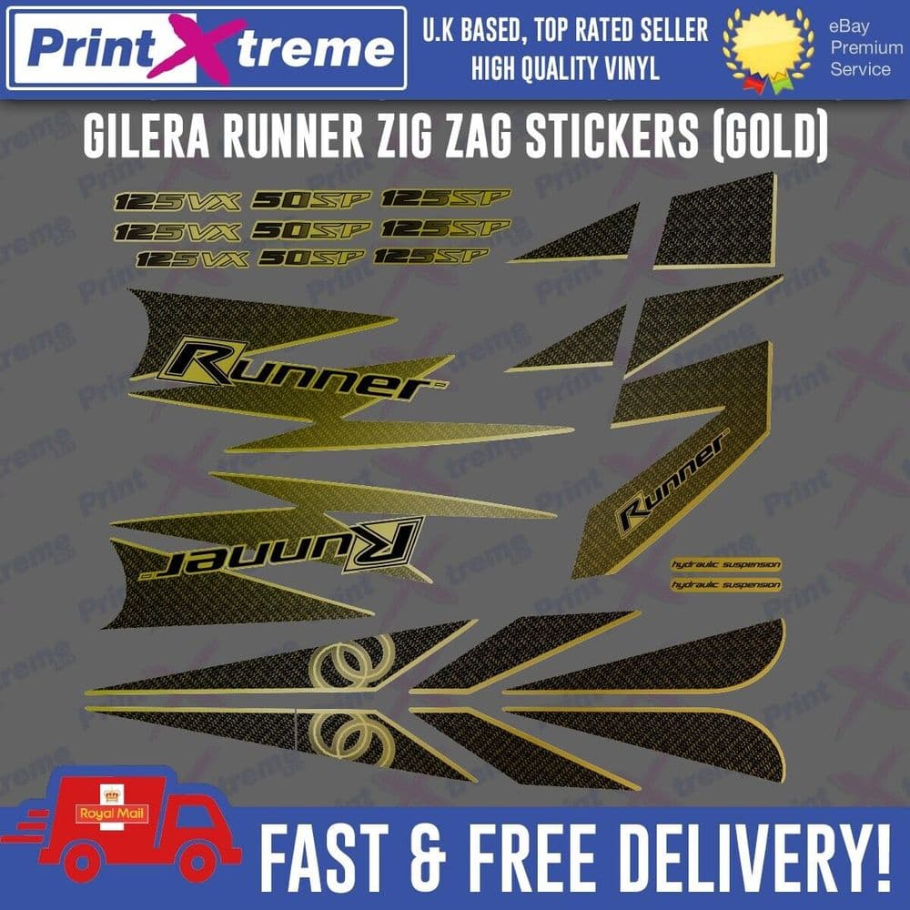 Gilera Runner Zig Zag Stickers GOLD carbon lightning 621745 SP FX FXR ...
