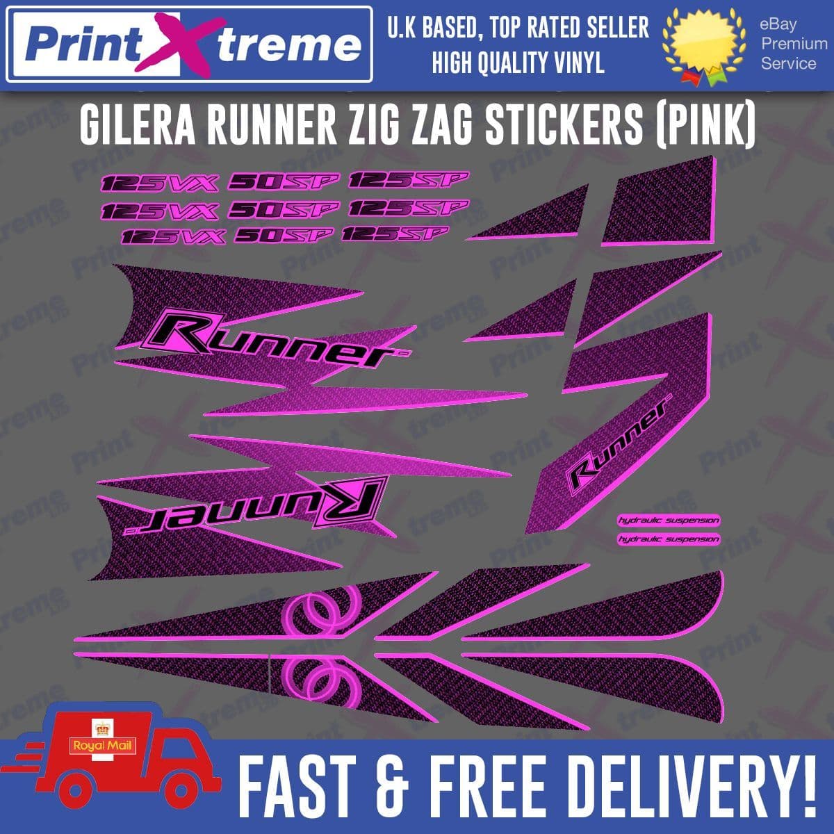 Gilera Runner Zig Zag Stickers PINK carbon lightning 621745 SP FX FXR ...