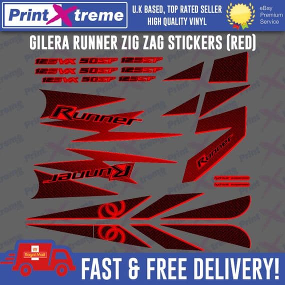 Gilera Runner Zig Zag Stickers RED carbon lightning 621745 SP FX FXR VX VXR