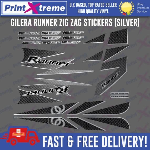 Gilera Runner Zig Zag Stickers SILVER carbon lightning 621745 SP FX FXR ...