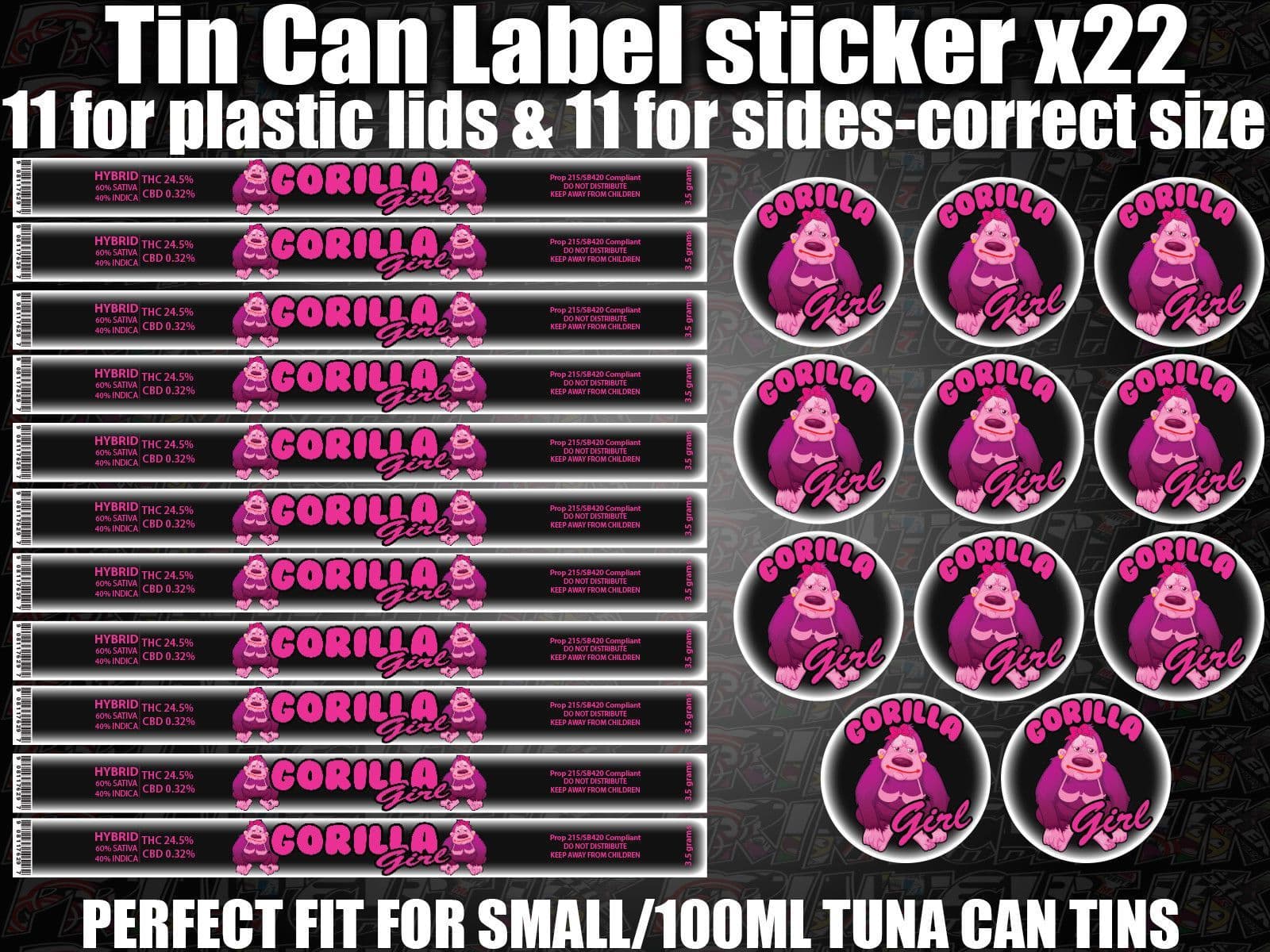 GORILLA GIRL Cali Tin Labels Stickers Marijuana weed RX Medical ...