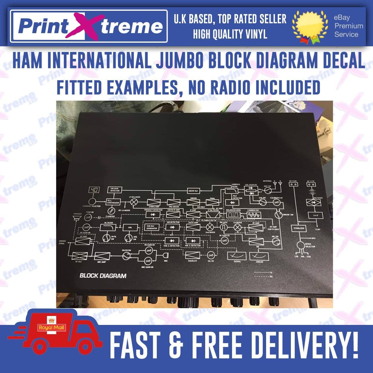 HAM INTERNATIONAL JUMBO BLOCK DIAGRAM cb radio case Decal Sticker ...