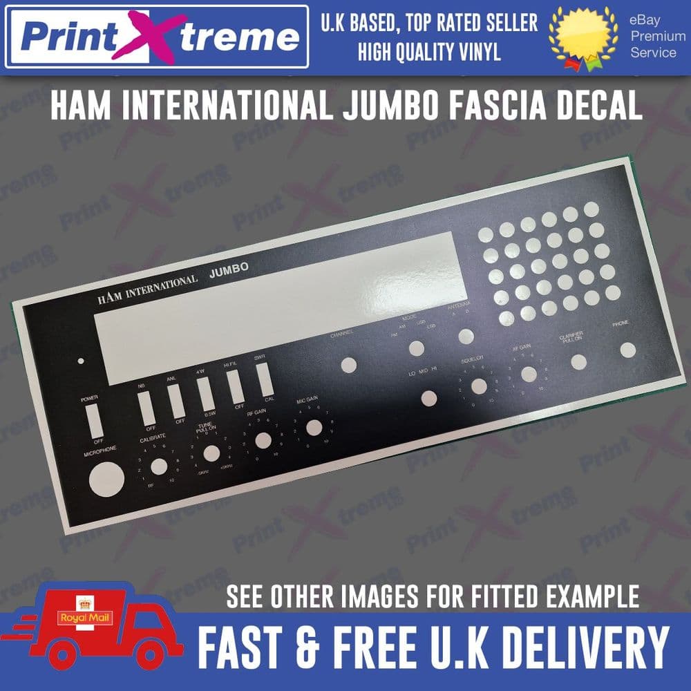 HAM INTERNATIONAL JUMBO cb radio faceplate Decal Sticker fascia self ...