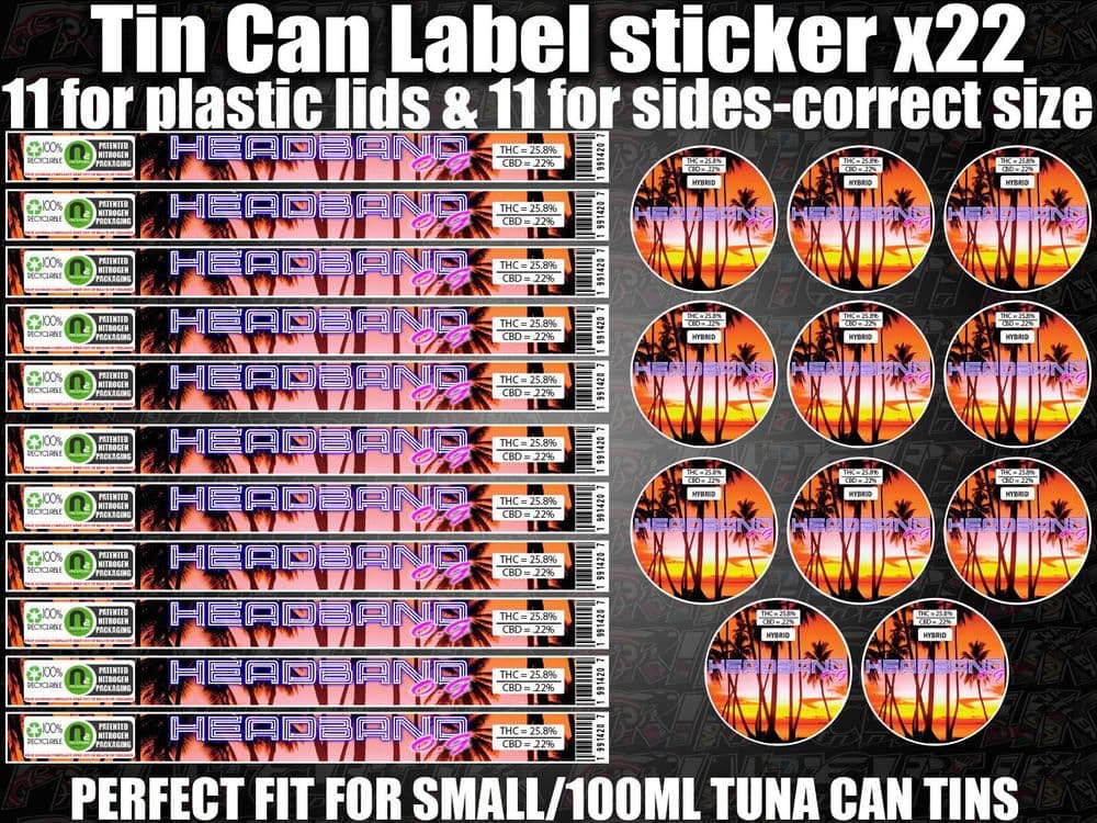 HEADBAND OG Cali Tin Labels Stickers Marijuana weed RX Medical Cannabis ...