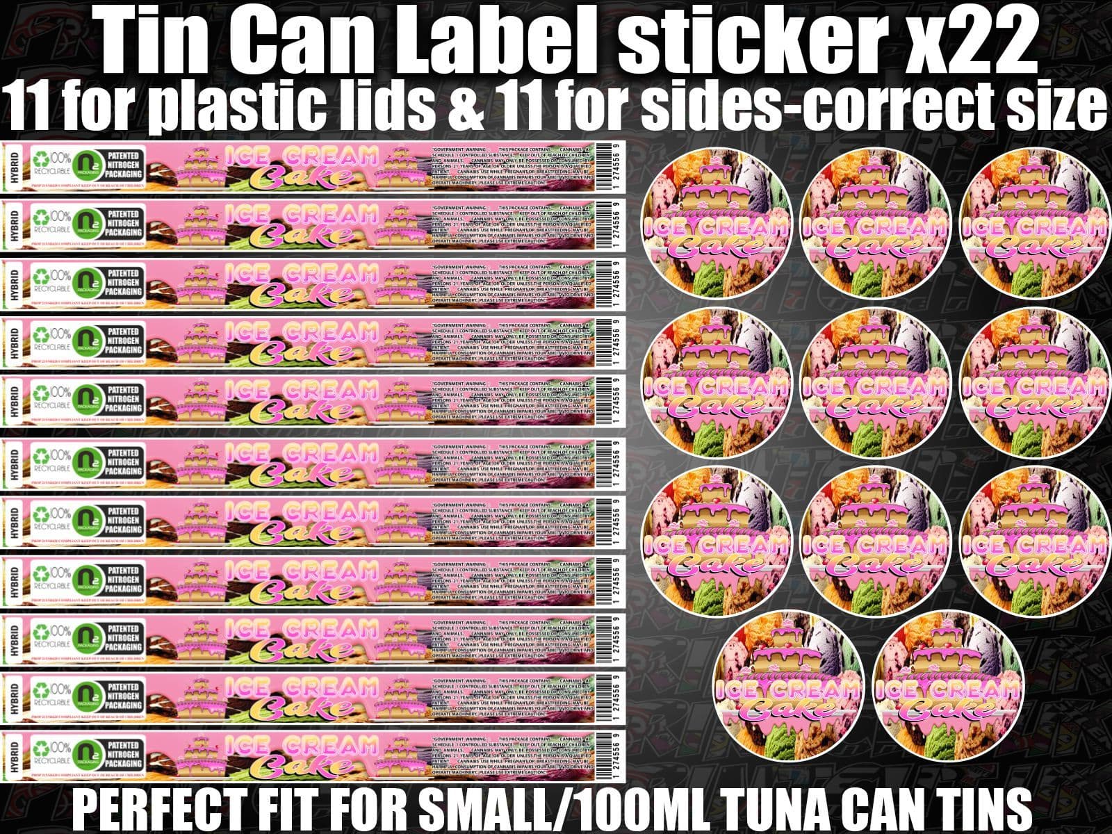 ICE CREAM CAKE Cali pressitin Tin Labels Stickers RX Medical HIGH QUALITY