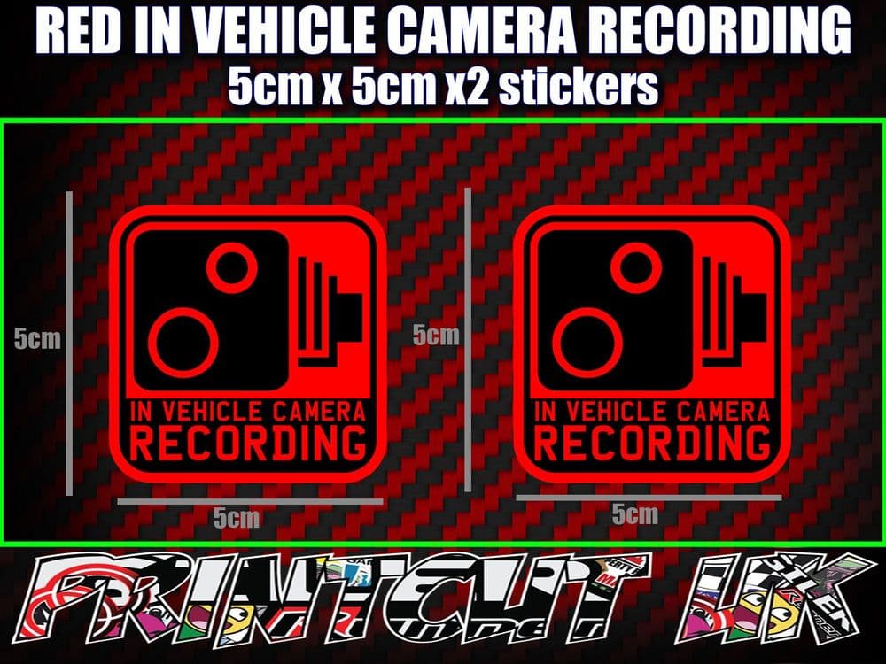 IN VEHICLE CAMERA RECORDING STICKERS X2 decal dash dvr car van bike ...