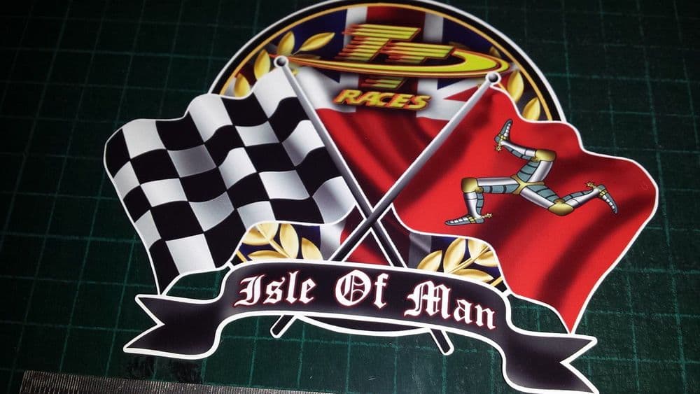 ISLE OF MAN TT Races Decal Sticker MANX Moto GP Racing laptop helmet ...